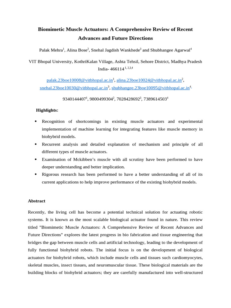 Biomimetic Muscle Actuators - Final Report EDM | PDF | Actuator | Muscle Contraction