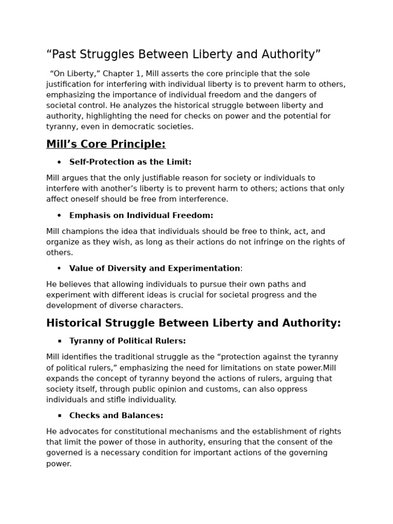 Liberty vs. Authority: Mill's Insights | PDF | Liberty | Political Science