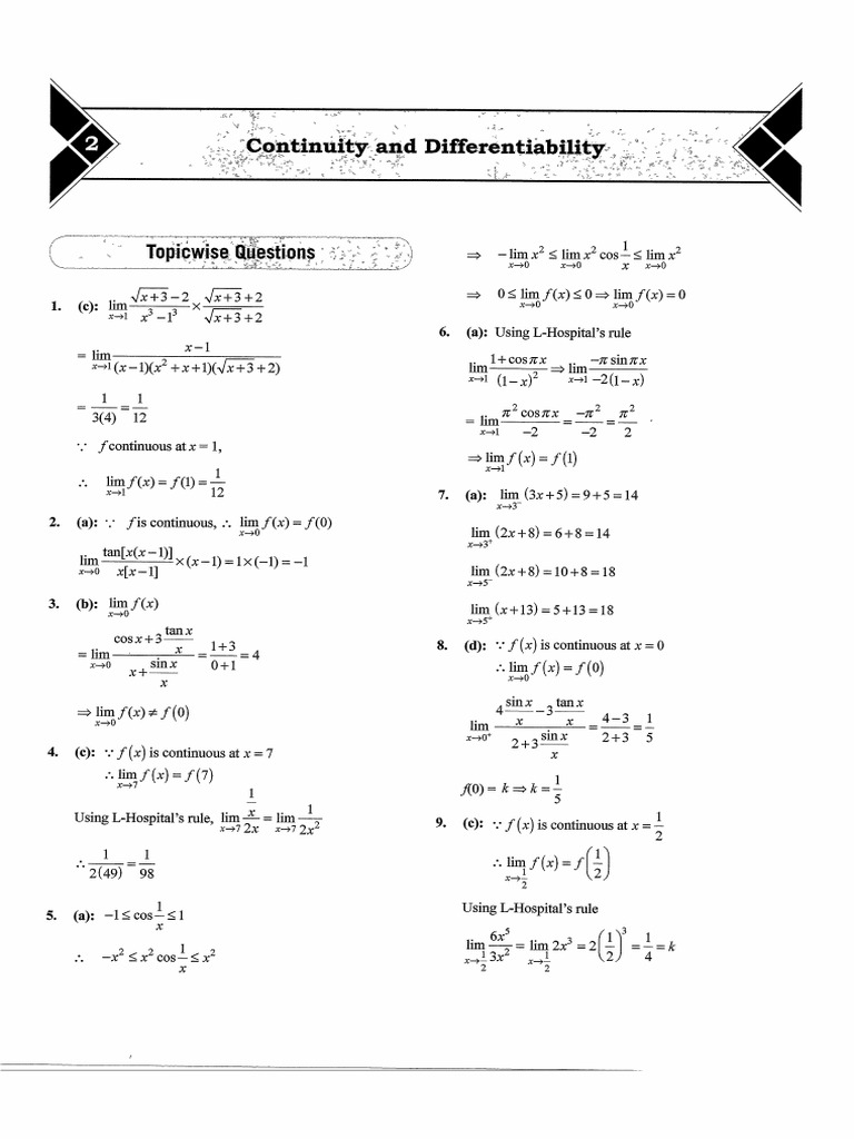 Continuinity & Differentiability | PDF