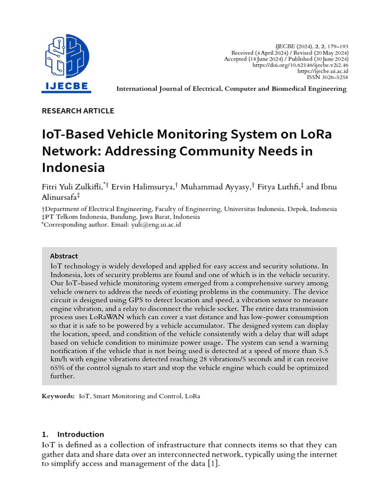 IOT Based Vehicle Monitoring System | PDF | Internet Of Things | Analog To Digital Converter