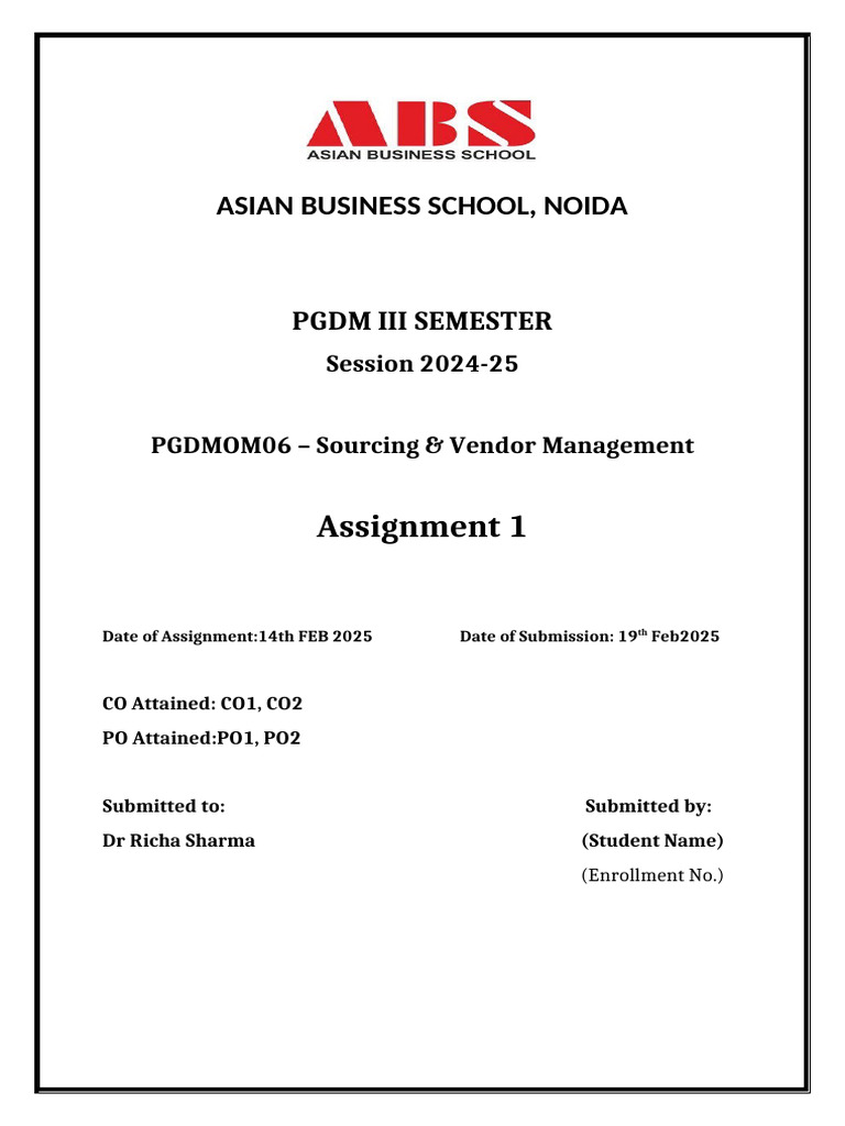 Assignment Front Page For Students | PDF