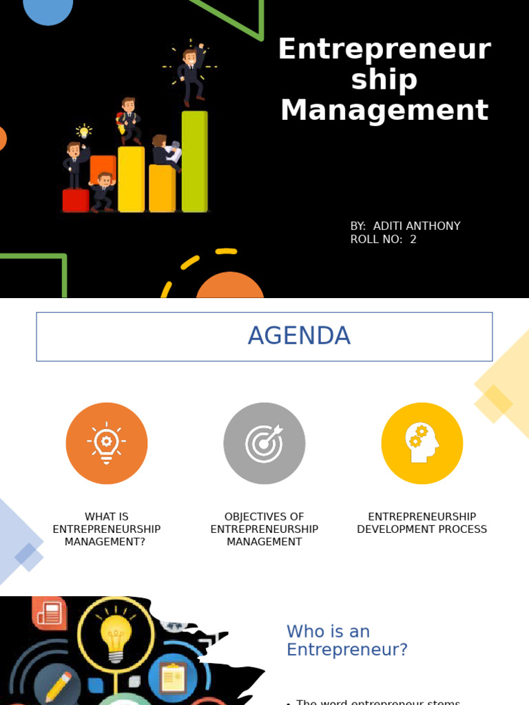 Entrepreneurship Management Overview | PDF | Entrepreneurship | Startup ...