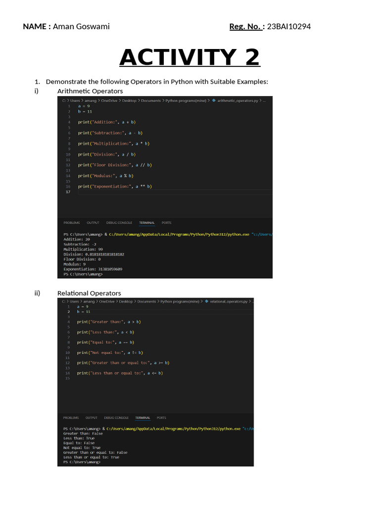 Python Operators and Control Statements Guide | PDF