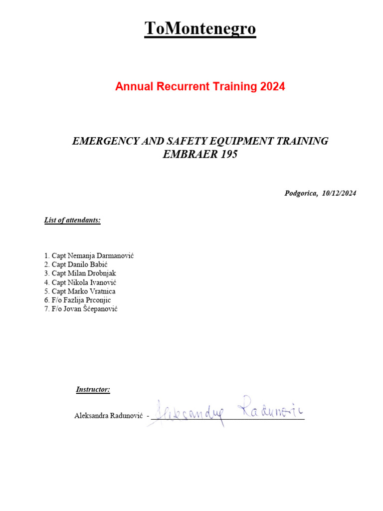 Lista Prisutnosti 101224 Piloti | PDF