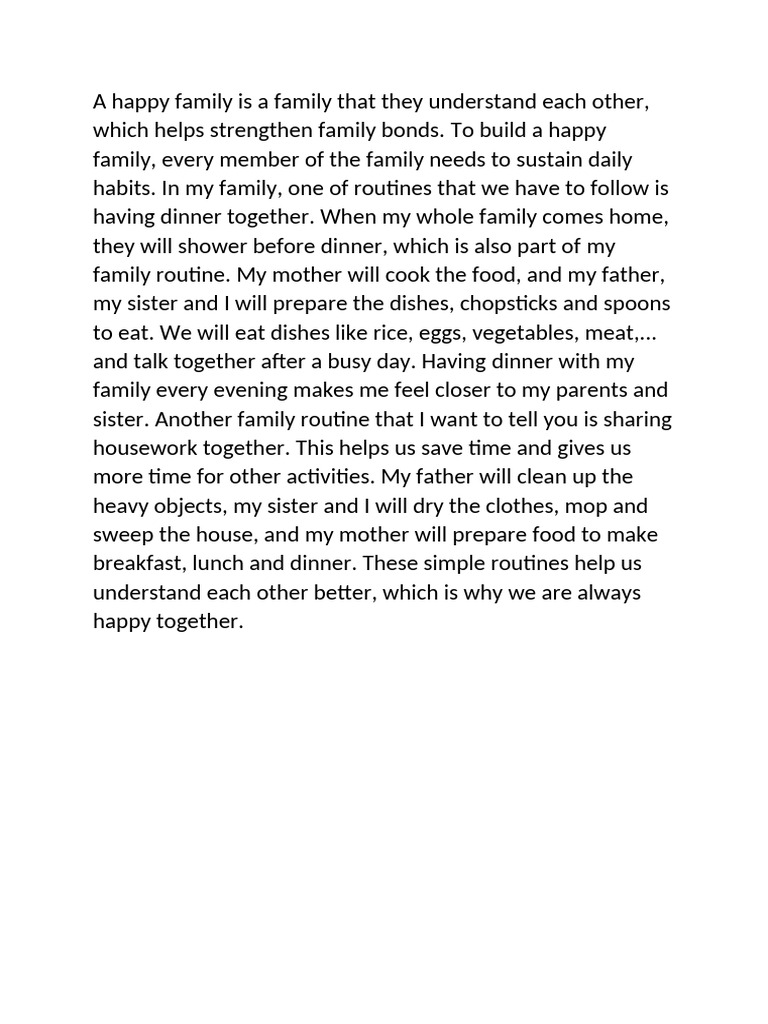 A Happy Family Is A Family That They Understand Each Other | PDF