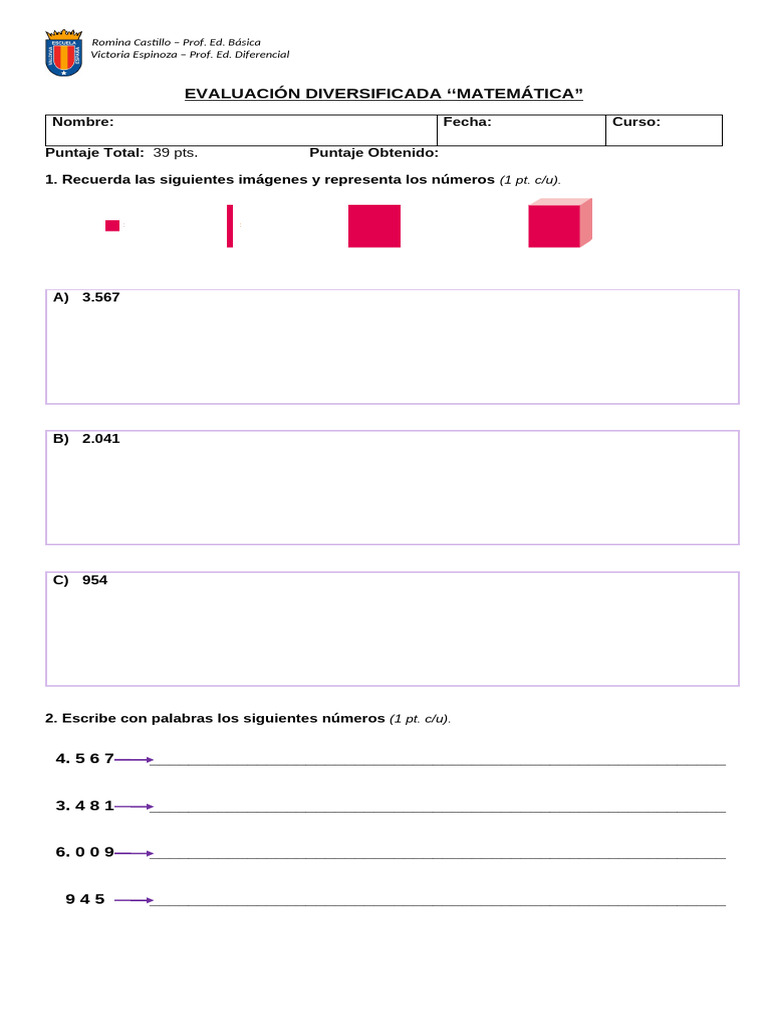 Evaluación Diversificada Matemáticas | PDF | Matemáticas | Aritmética