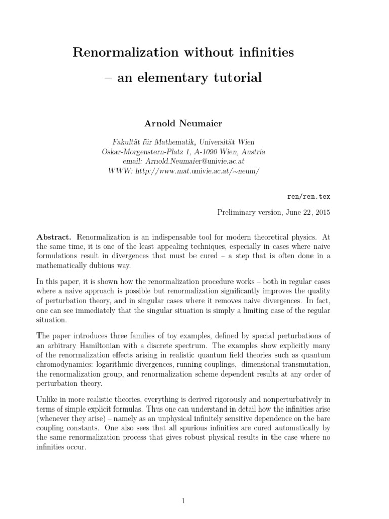 Renormalization With Good Concept Using For My Paper Pdf Quantum Field Theory Perturbation