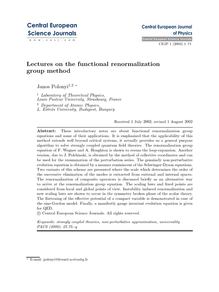 RG Lecture | PDF | Perturbation Theory (Quantum Mechanics ...