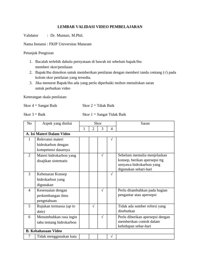 Lembar Validasi 2 | PDF