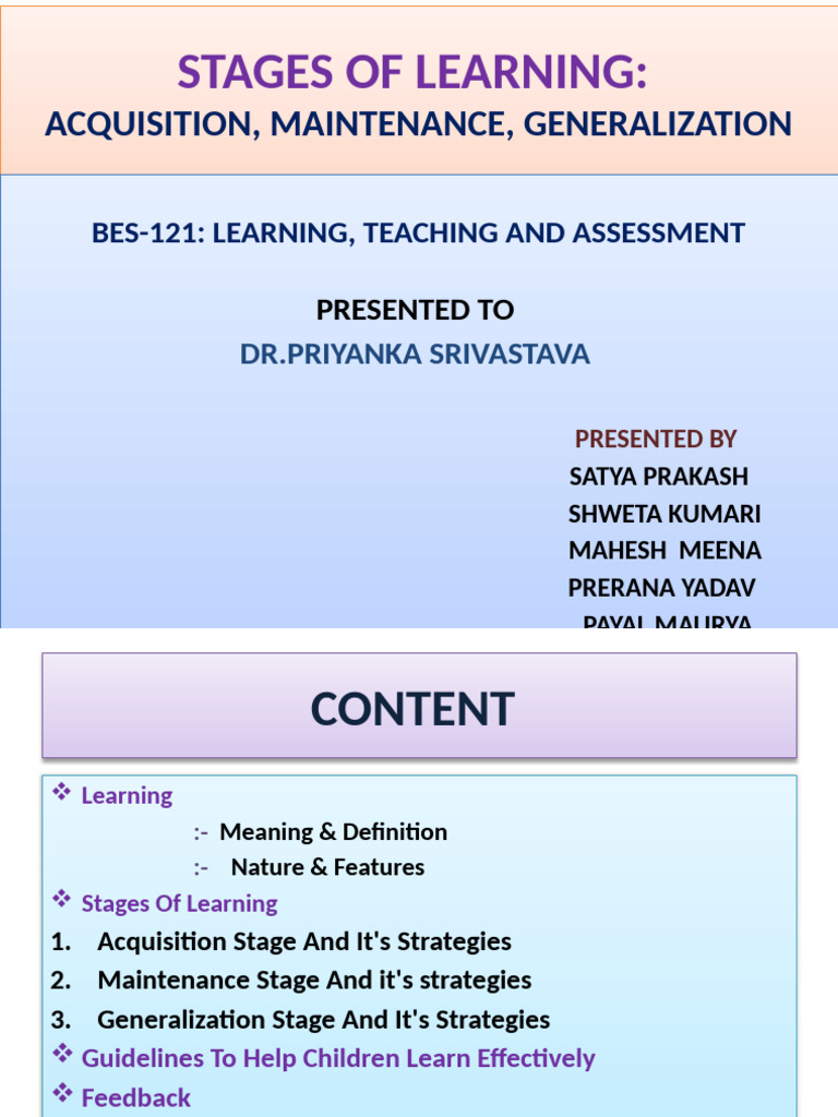 BES-121 Stages of Learning | PDF | Learning | Second Language