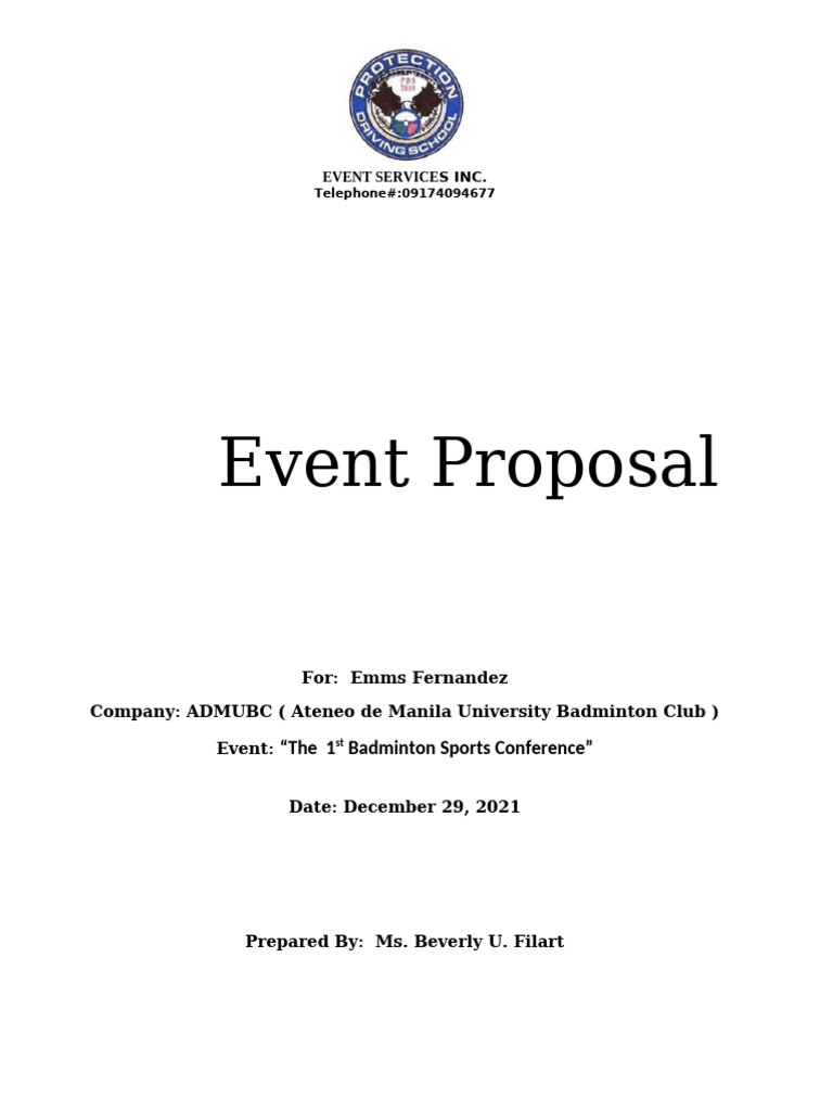 Beverly Filart Event Proposal | PDF | Budget | Business