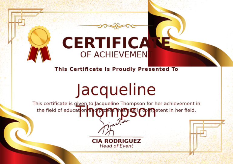Red and Gold Elegant Achievement Certificate | PDF