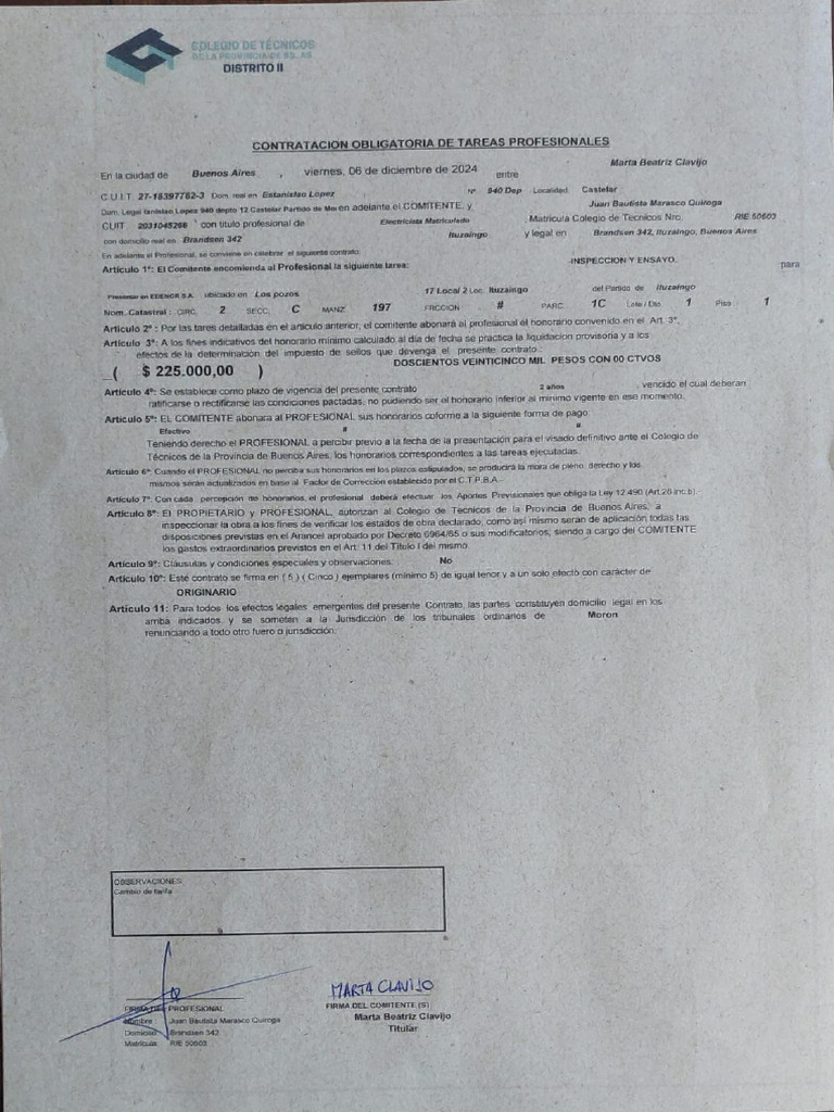 Contrato Solicitud Luz Ejemplo 1 | PDF