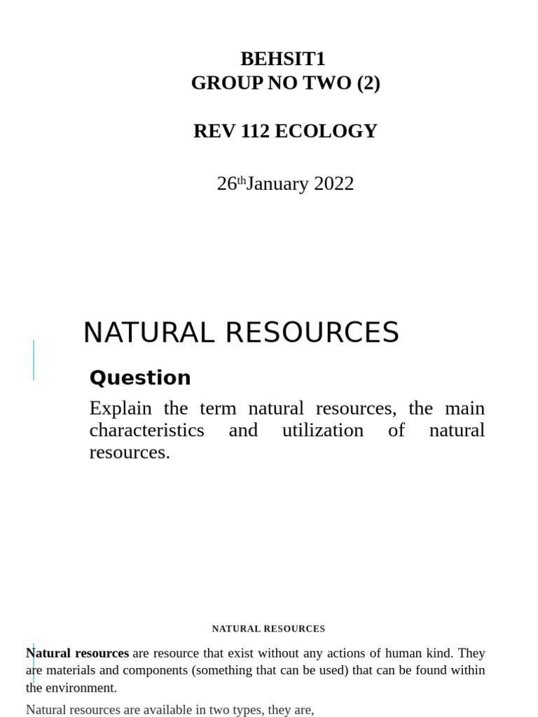 Group No 2 Natural Resources | PDF | Renewable Resources | Natural ...