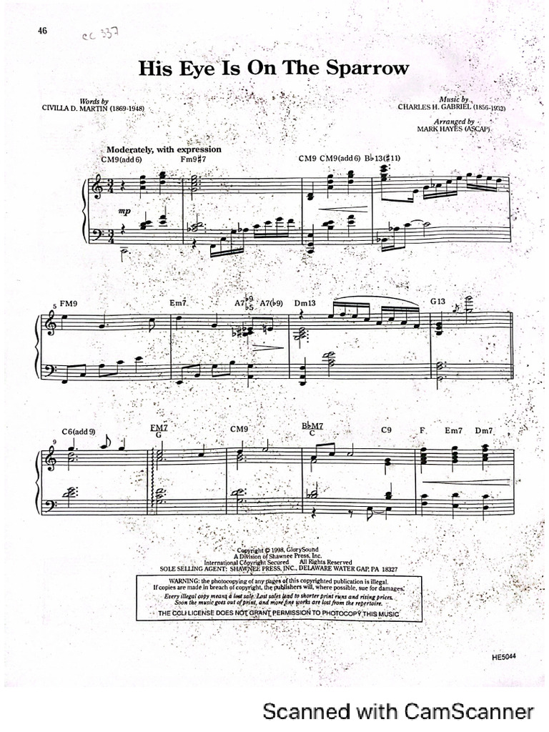 His Eyes Is On The Sparrow (Mark Hayes) | PDF