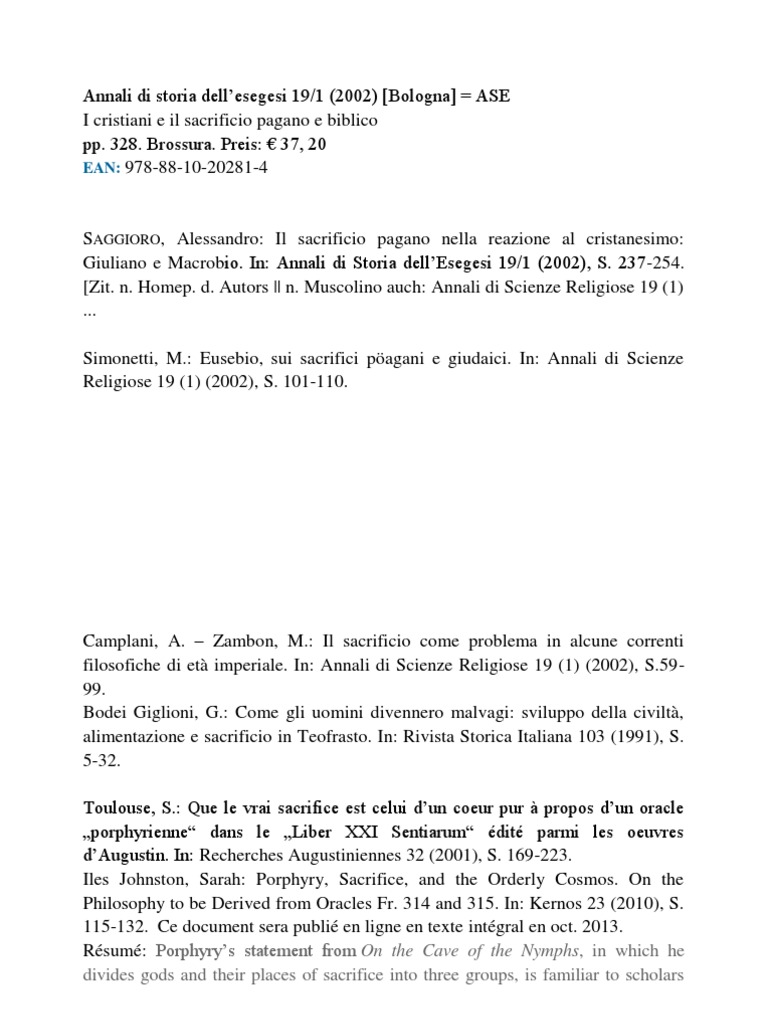 Ancient Greek Texts on Sacrifice and the Transmigration of Souls | PDF ...