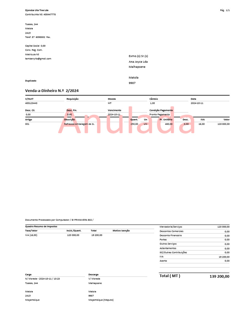 Estorno de Documentos Nyria | PDF | Imposto sobre Valor Agregado (IVA ...
