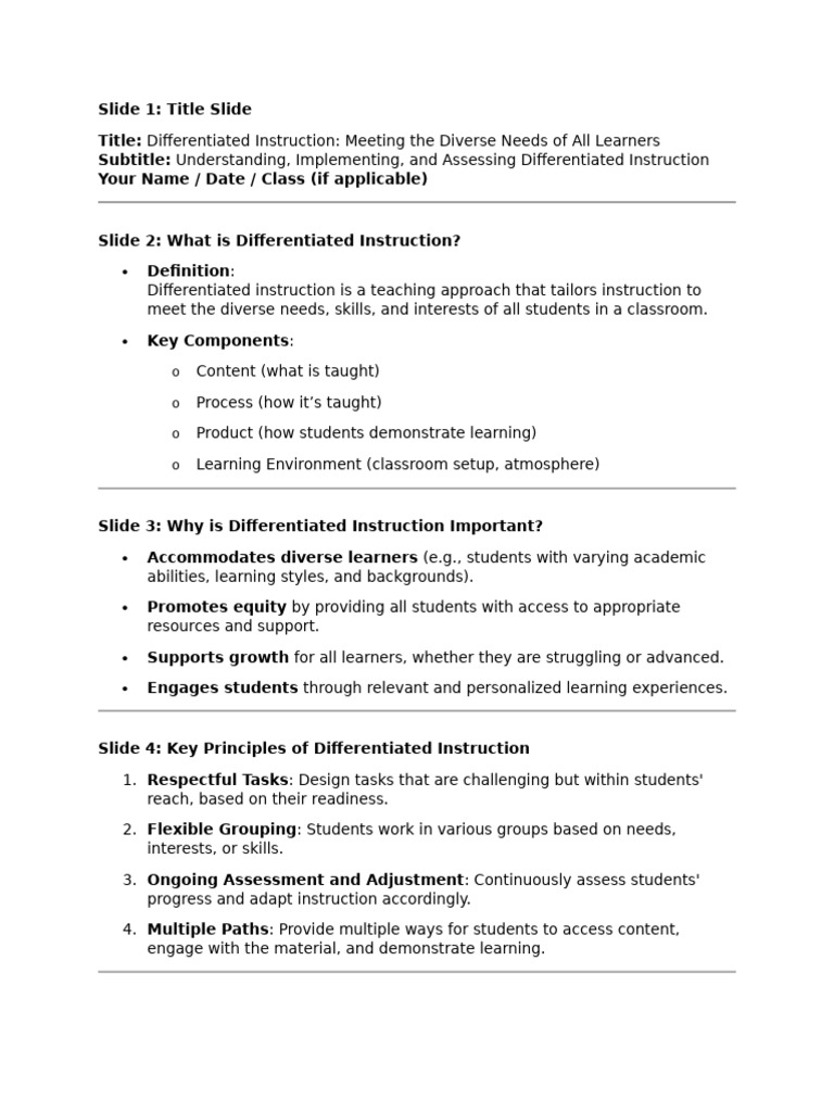 Differentiated Instruction Strategies Guide | PDF | Differentiated ...