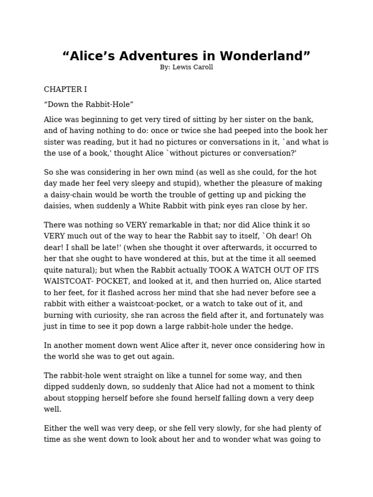 Alice's Adventures in Wonderland | PDF | Alice (Alice's Adventures In ...