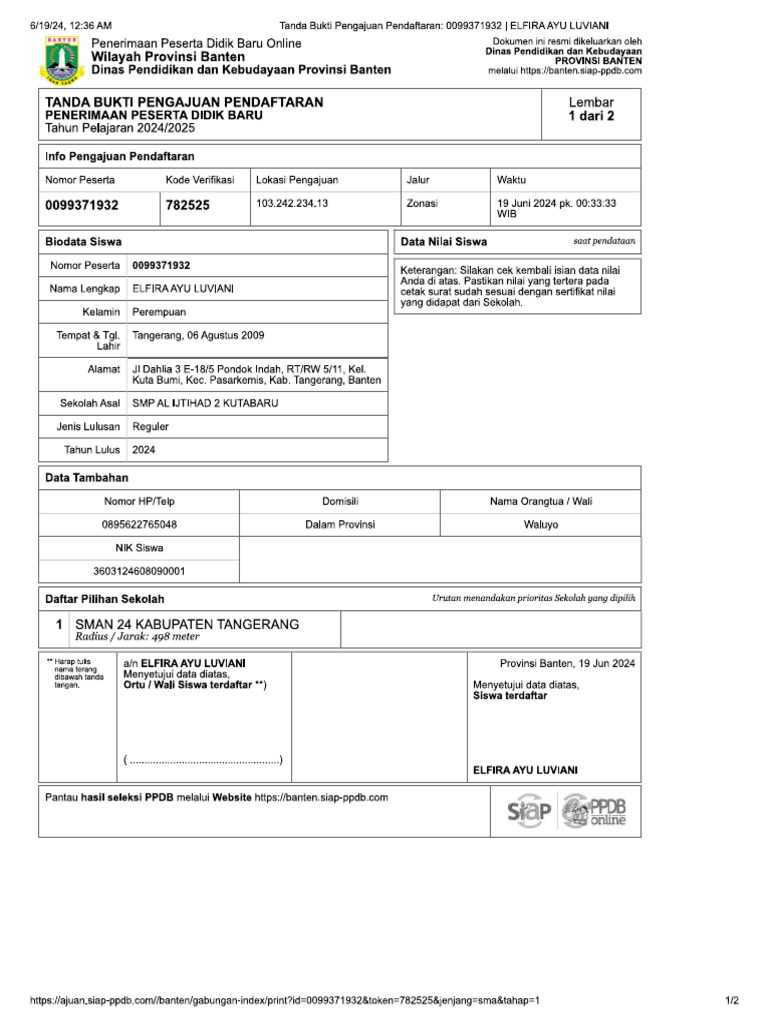 Bukti Daftar Beneran Sma Fira | PDF