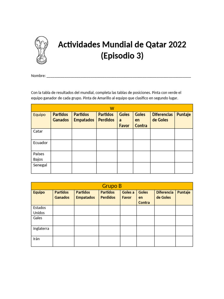 2022.12.03 - Actividades Mundial de Qatar 2022 (Parte 3) | PDF ...