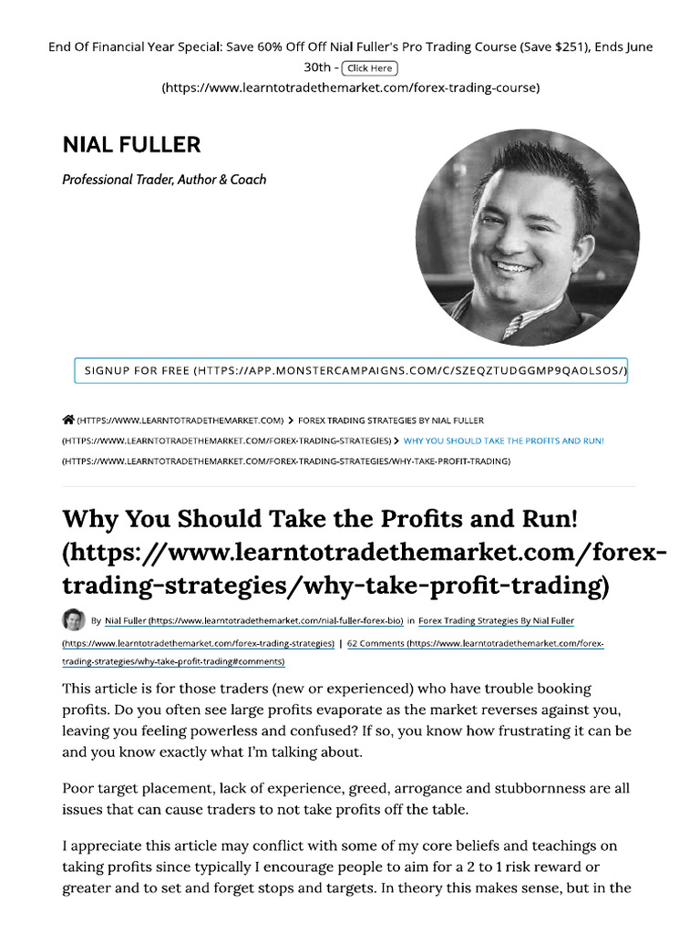 Why You Should Take The Profits and Run! Learn To Trade The Market | PDF