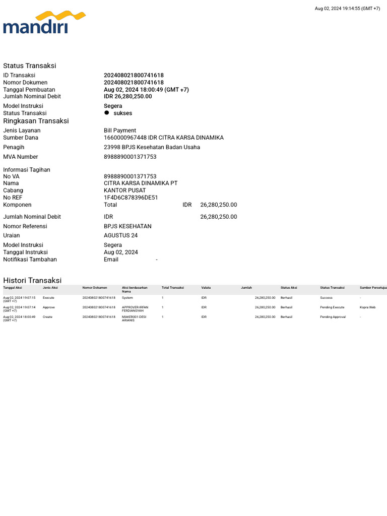 Invoice BPJS Kesehatan | PDF