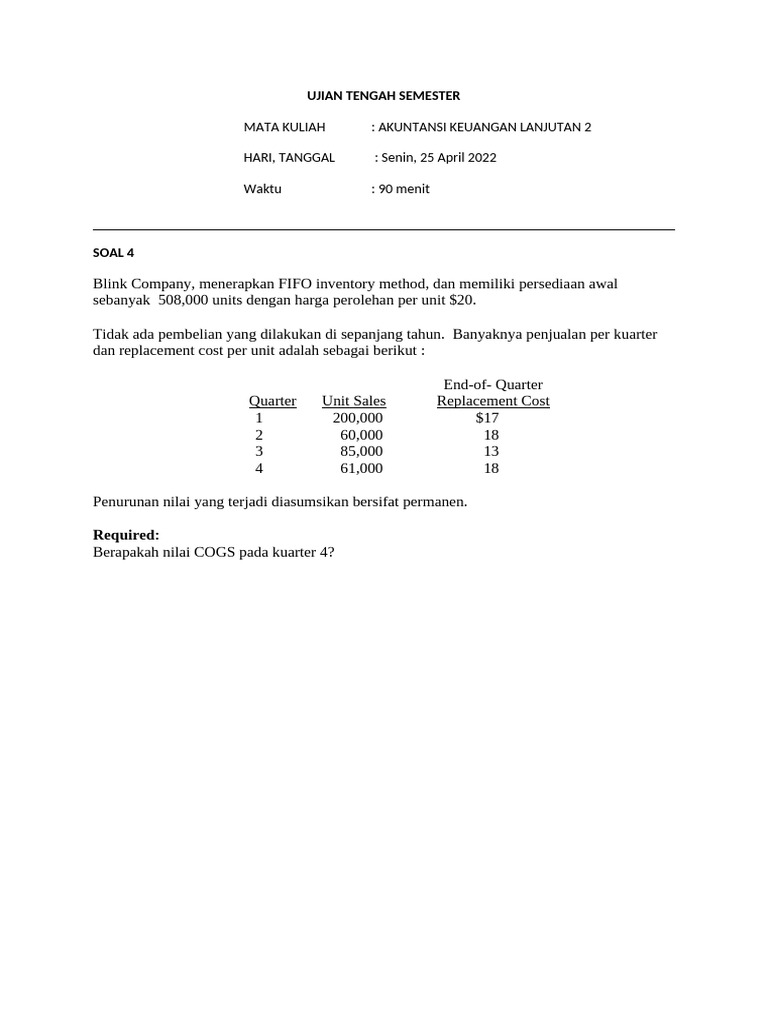 UTS AKL 2 GENAP 2122 Soal 4 | PDF