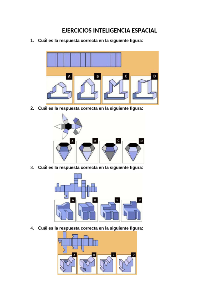 Ejercicios de Inteligencia Espacial | PDF