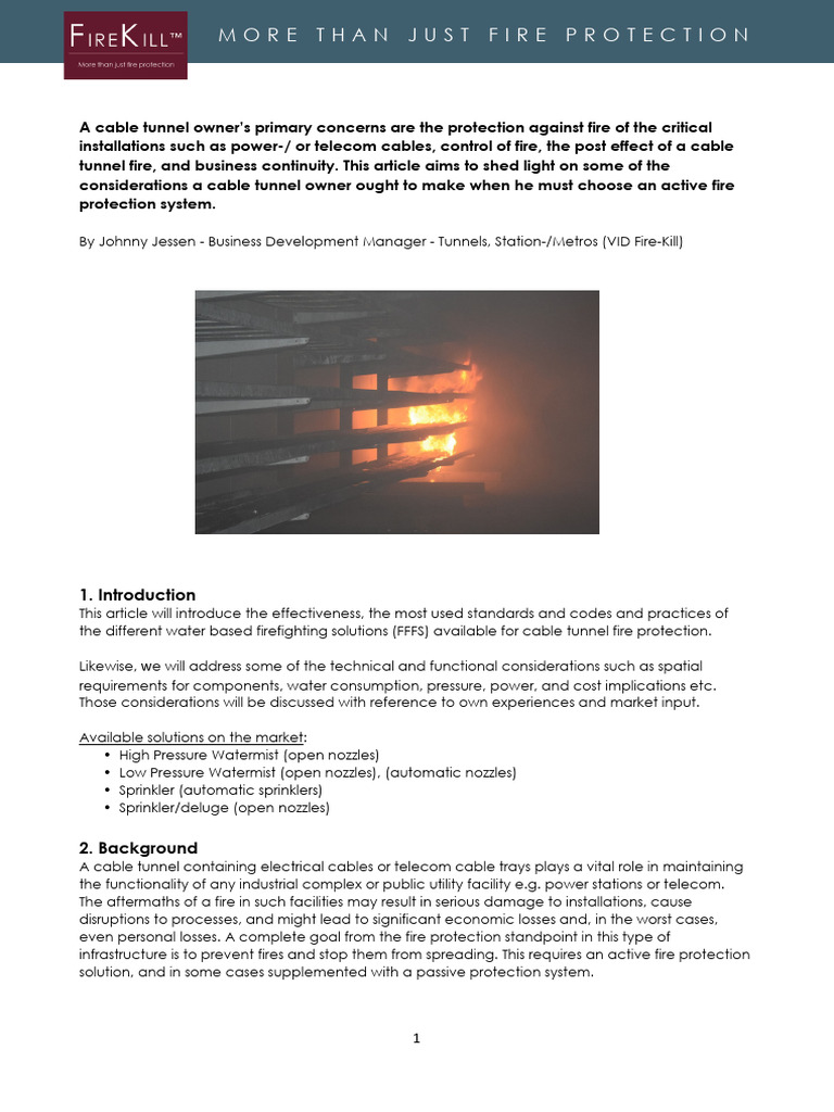 Cable Tunnel Fire Protection With Low Pressure Watermist | PDF | Fire ...