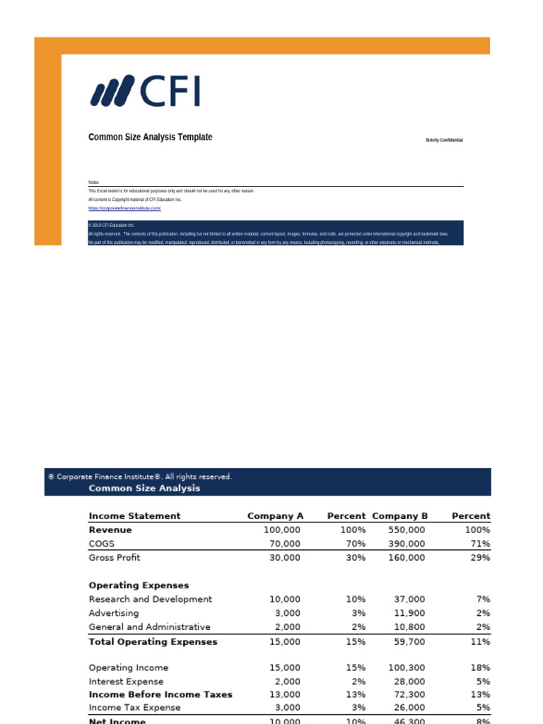 Common Size Analysis Template | PDF | Balance Sheet | Expense