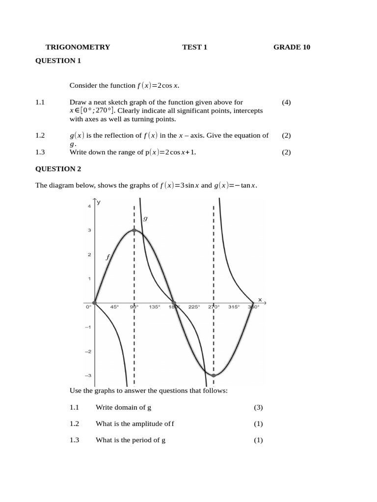Term 3 Grade 10 Informal Tests | PDF