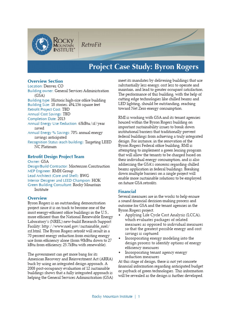 RMI Byron Rogers Case Study | PDF | Lighting | Energy Conservation