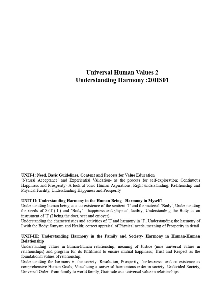 Understanding Harmony in Human Values | PDF | Happiness | Thought