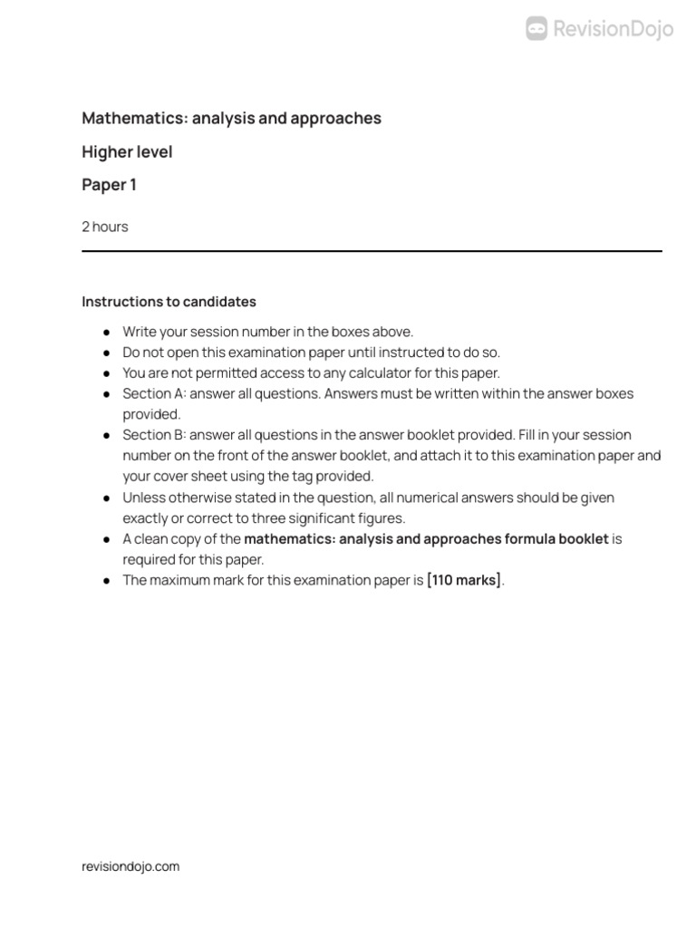 IB Math AA HL Exam Paper Overview | PDF | Asymptote | Function ...