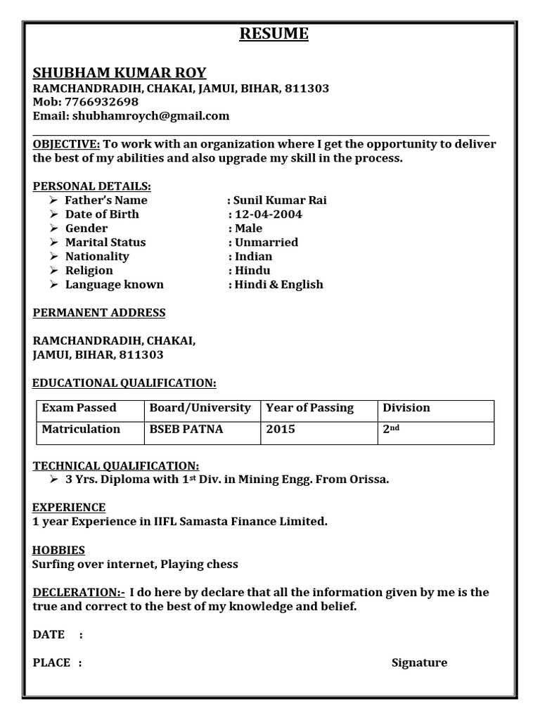 Shubham Kumar Roy Resume 5 | PDF