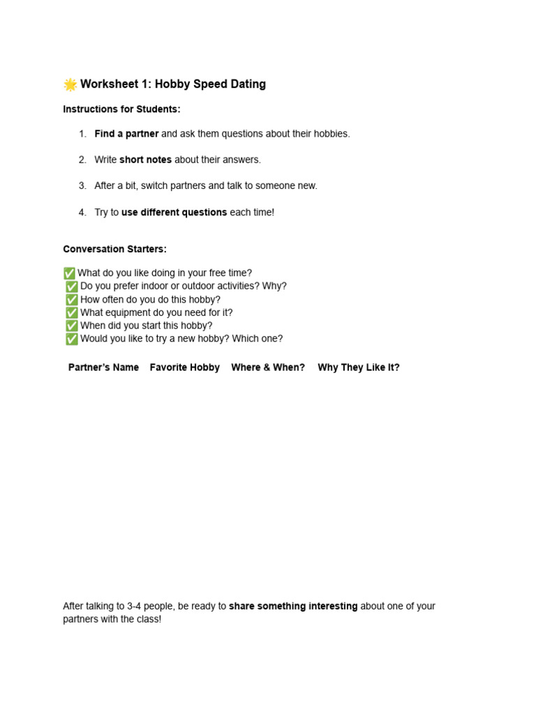 Beg Worksheets Session 1 | PDF