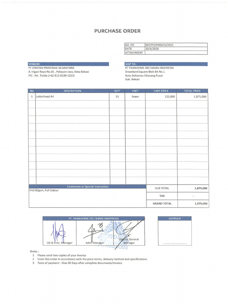 007-III-2025 - PO Letterhead A4 | PDF