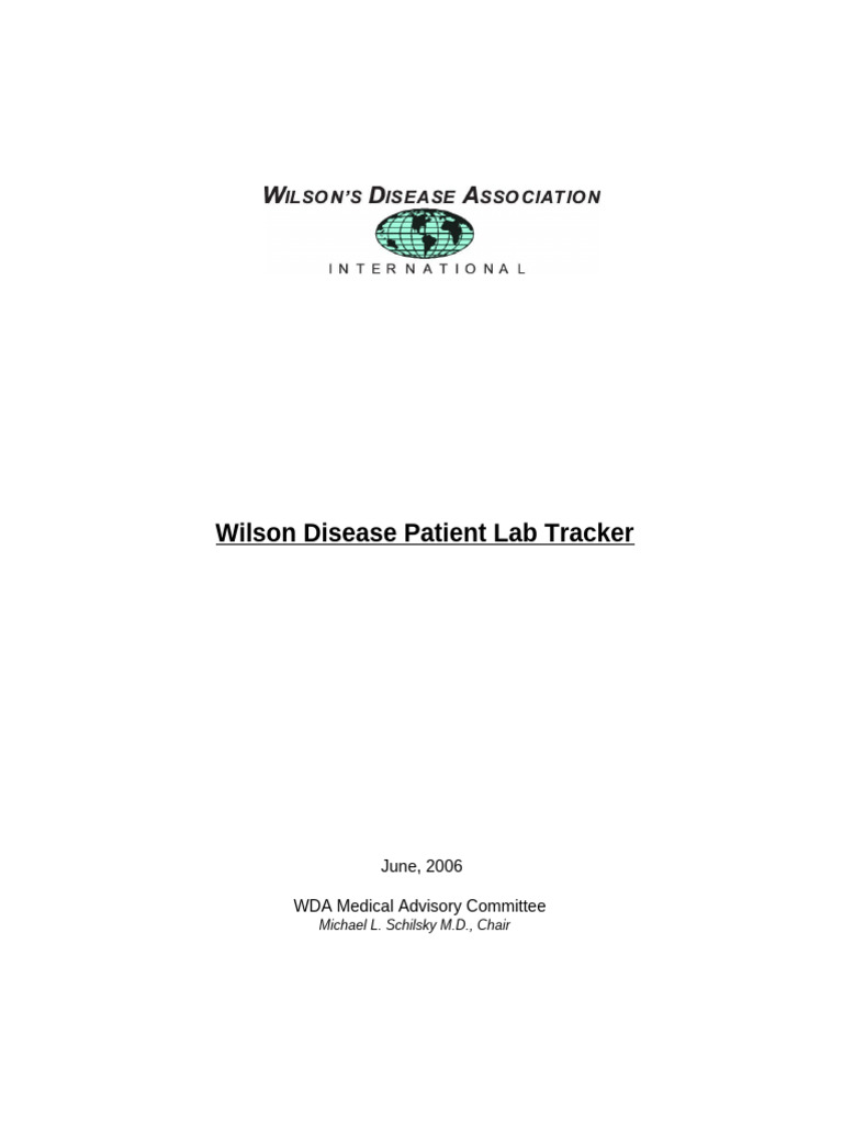 Wilson Disease Lab Tracking Guide | PDF | Hepatitis | Medical Specialties