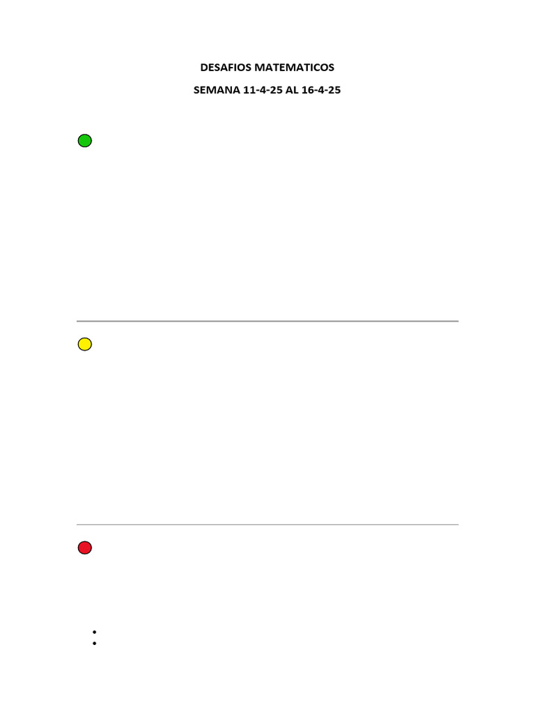 Desafios Matematicos Semana 11-4 Al 16-4 | PDF