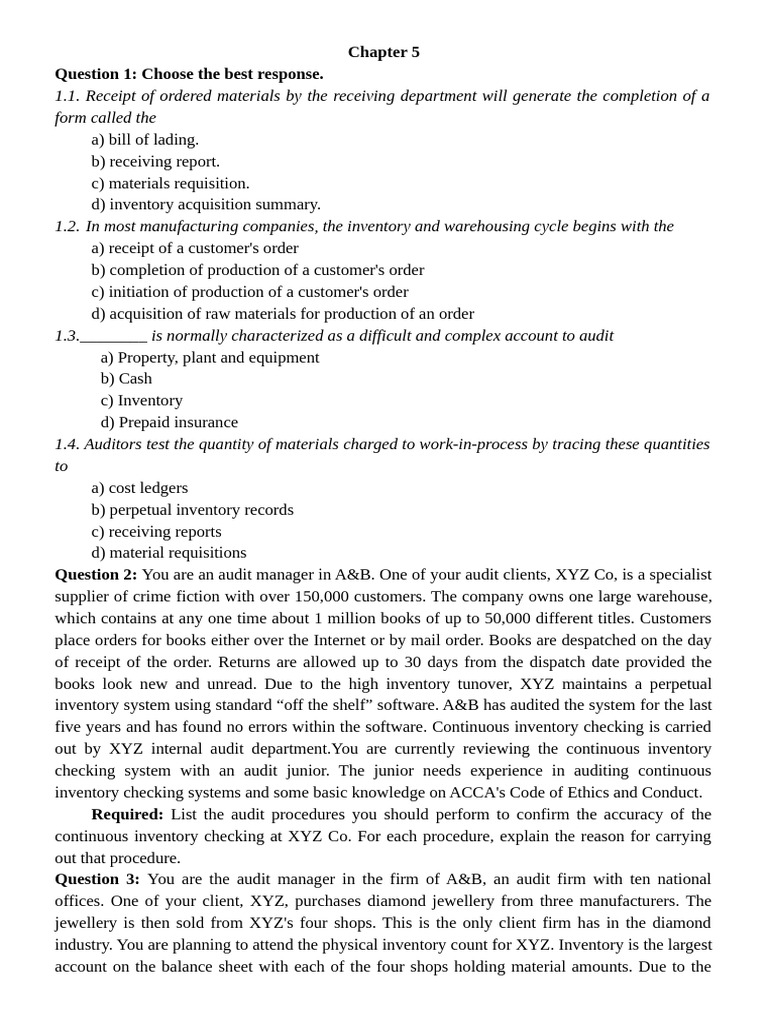 Chapter 5 Inventory Management | PDF | Inventory | Audit