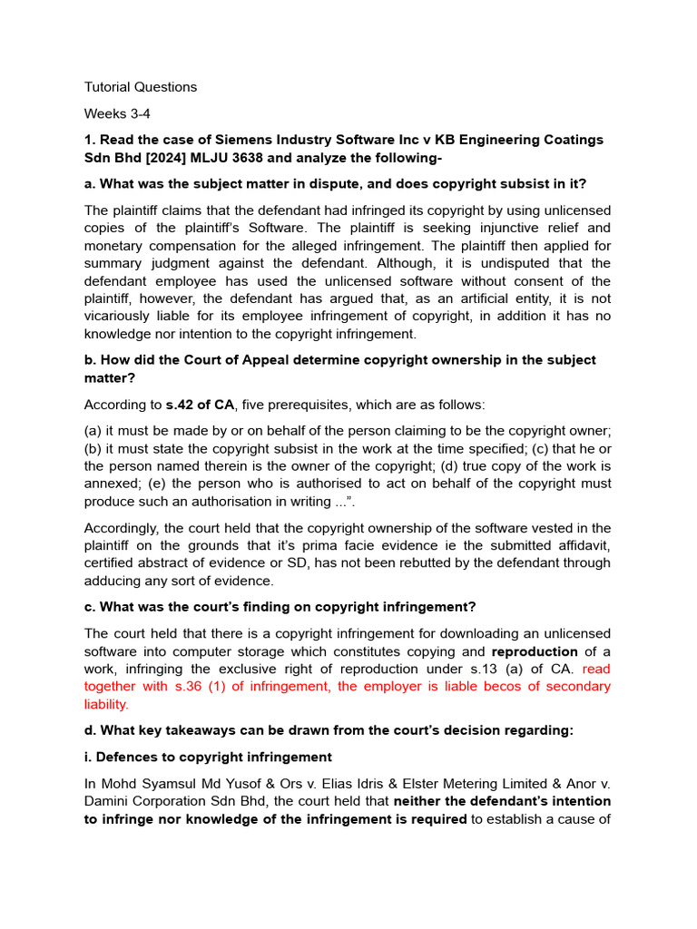 Tutorial Questions (DCL tutorial 2).docx | PDF | Copyright | Copyright Infringement