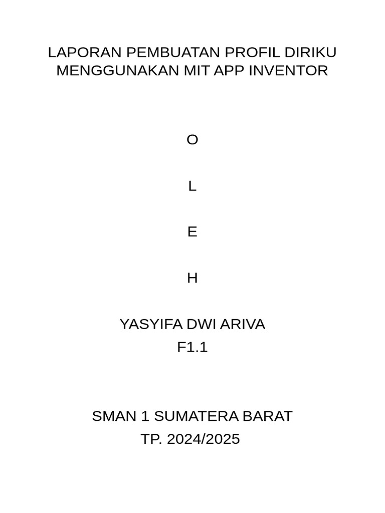 Laporan Pembuatan Profil Diriku - Yasyifa Dwi Ariva | PDF