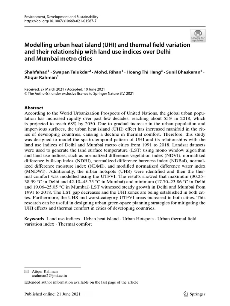 Modelling Urban Heat Island UHI and Ther | PDF | Earth Sciences