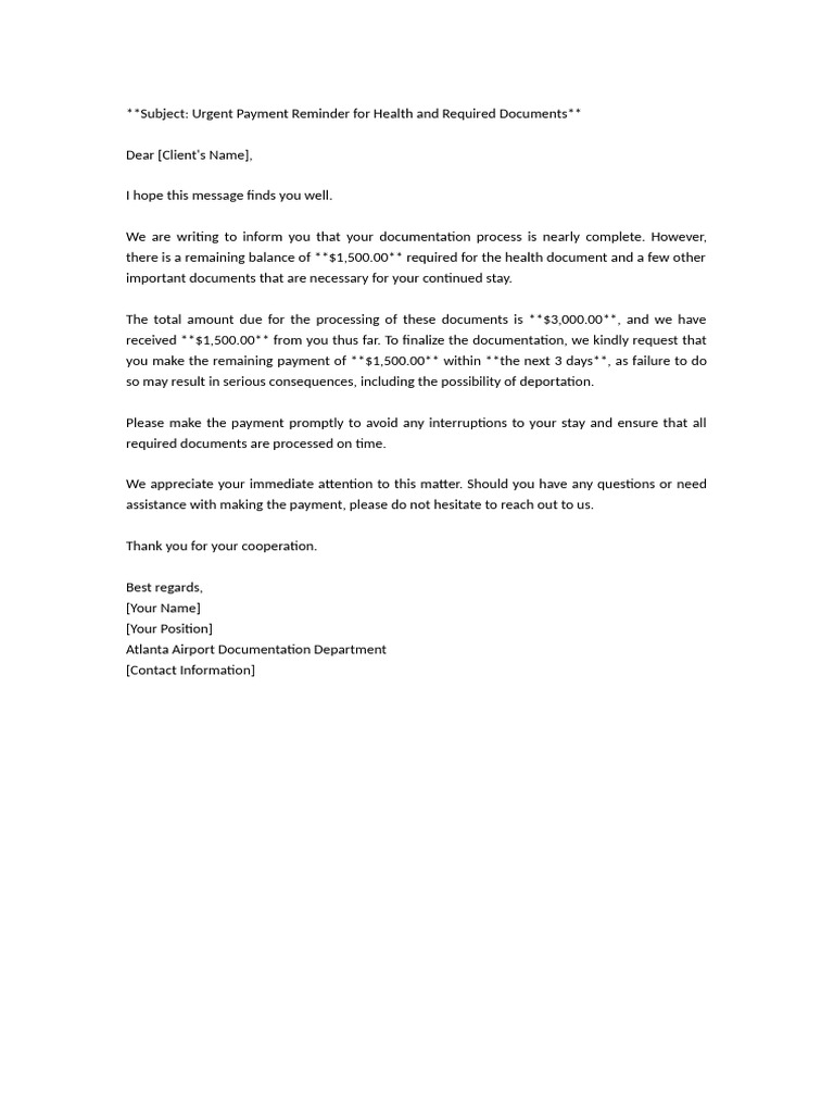 Urgent Payment Reminder for Documents | PDF