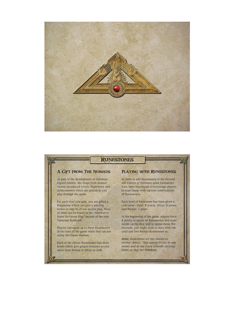 TALISMAN.RUNES.RULES | PDF