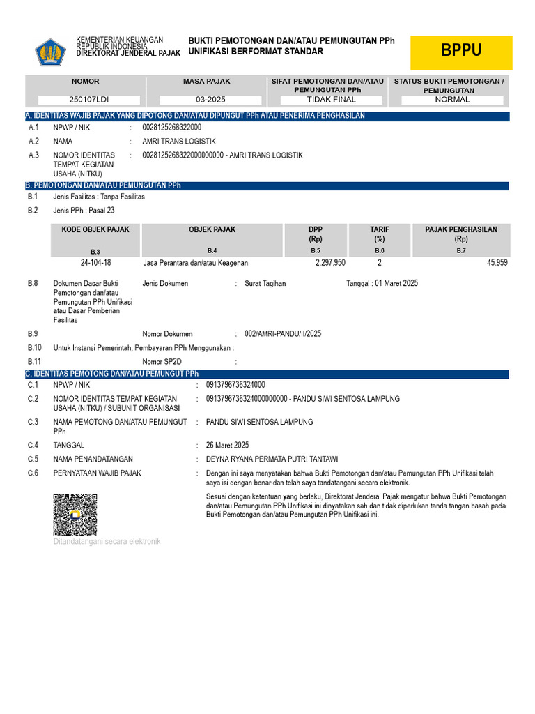 M_01-DOC001_SPT_Unifikasi_BPU_250107LDI | PDF