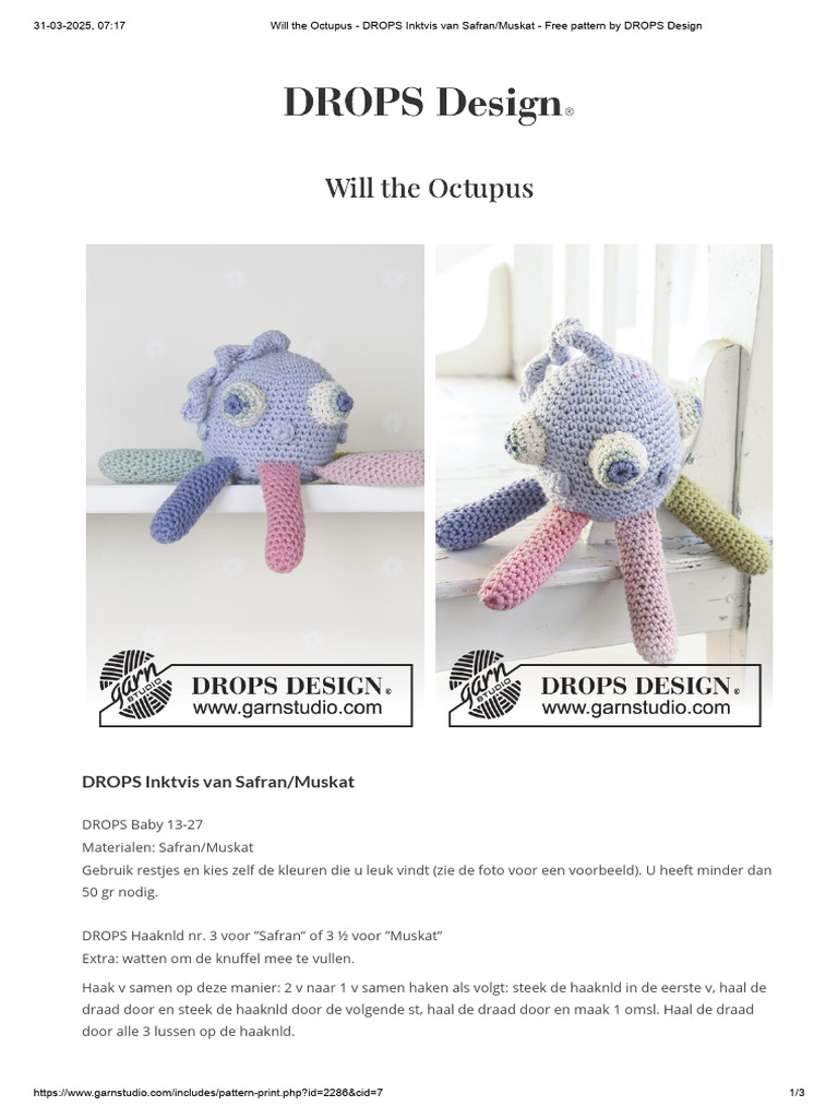 Will The Octupus - DROPS Inktvis Van Safran - Muskat - Free Pattern by ...