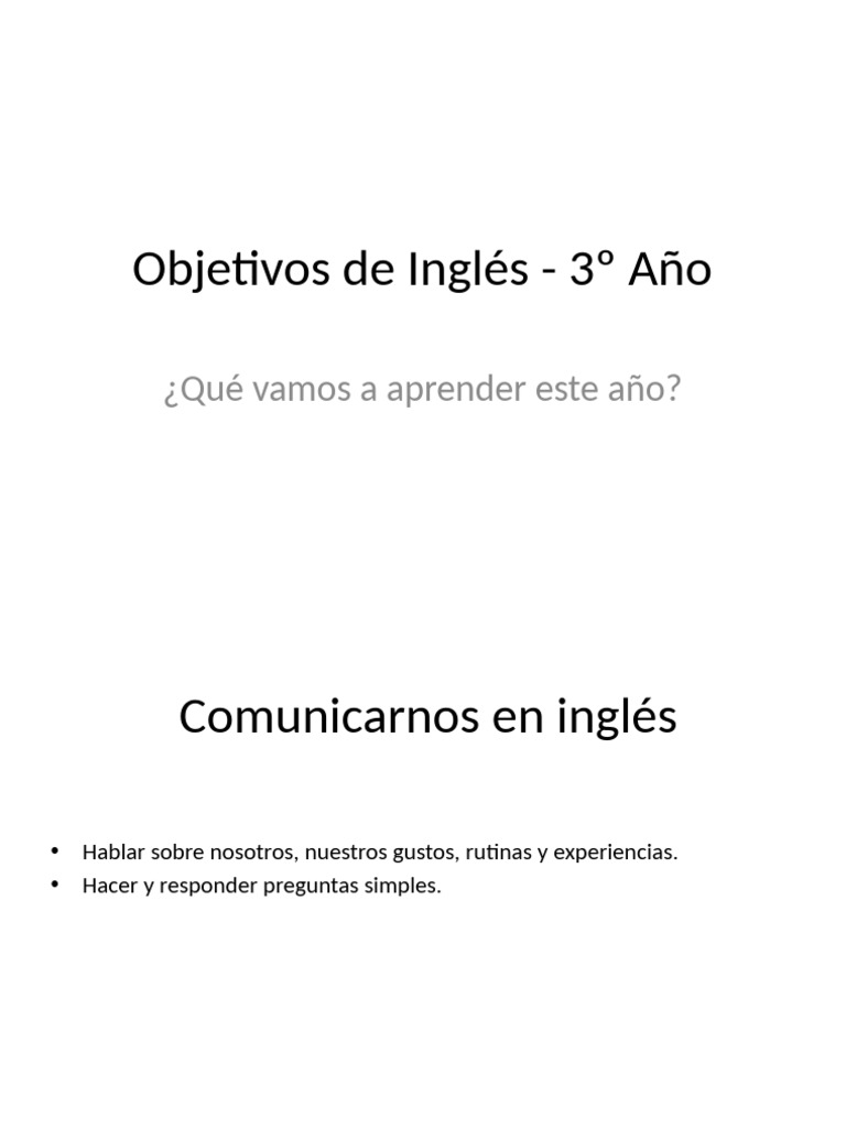 Objetivos Ingles 3año | PDF