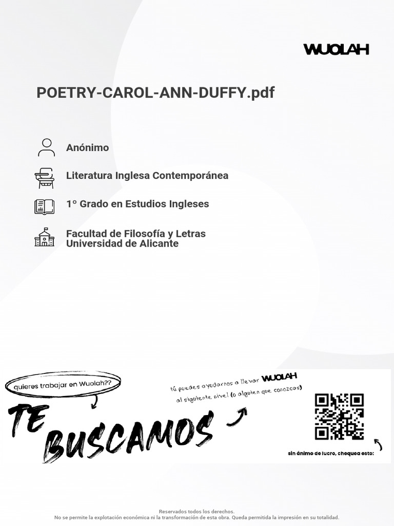 Carol Ann Duffy: Feminine Gospels Overview | PDF | Poetry